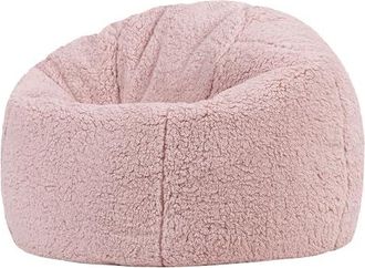 Icon Brand Kingston Sitzsack Kinder, Hellrosa, Fleece Stoff, Sitzsack mit F&uuml;llung, Bequemer Kinder Sessel, Kuschelsessel, Lese Sessel, Schlafzimmer, Kinderzimmer