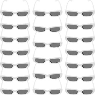 Valiclud VANZACK Lot de 20 set de Lunettes de Soleil Unisexes pour Adultes Couleur Blanc-Gris Protection UV Compl&egrave;te Monture L&eacute;g&egrave;re pour Festivals et Sorties D