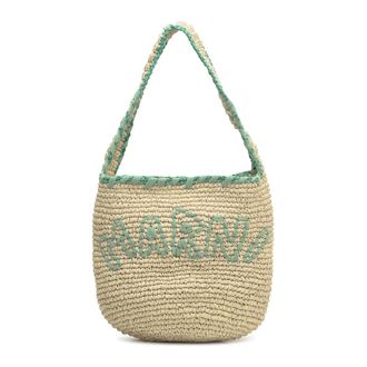 Marni Femme, Sacs, Vert, Taille: ONE Size Embroidered Raffia Tote