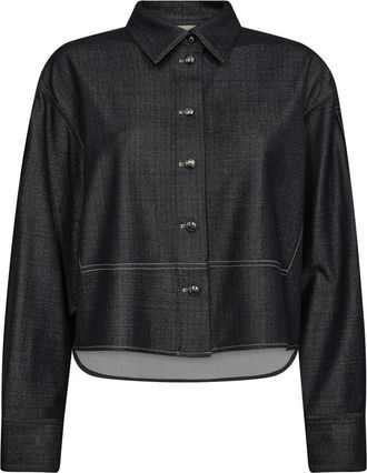 Mos Mosh MOS Mosh, Femme, Blouses et Chemises, Noir, Taille: 40 FR Chemise en denim avec silhouette raccourcie