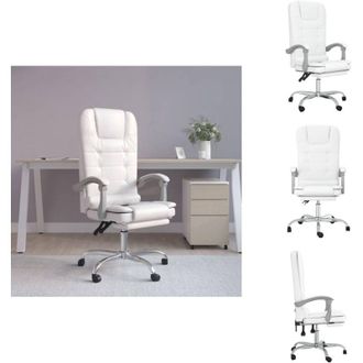 vidaXL B&uuml;rostuhl mit Massagefunktion Wei&szlig; Kunstleder - Massierender B&uuml;rostuhl - Ergonomischer B&uuml;rostuhl - Schreibtischstuhl - Gaming-Stuhl