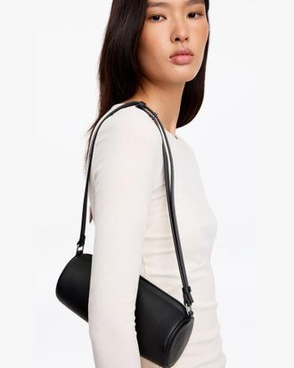 Arket Zylindrische Schultertasche Aus Leder -Schwarz