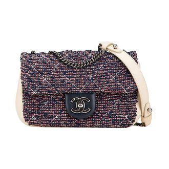 Chanel Pre-owned Mini Rectangular Tweed Single Flap - Femme - Pre-owned - Bleu - Taille: ONE Size