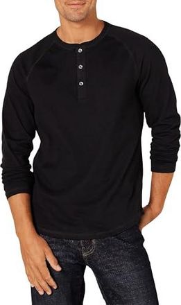 Amazon Essentials Chemise Henley à Manches Longues Coupe Ajustée Homme, Noir, XXL