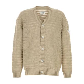 Maison Margiela Homme, Pulls, Beige, Taille: XL Cotton Loose Rib Cardigan
