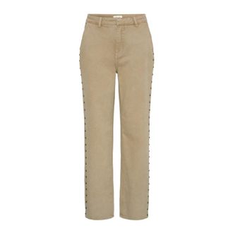 Cream Straight Leg Hosen - - Trousers - Damen - Beige - L L30