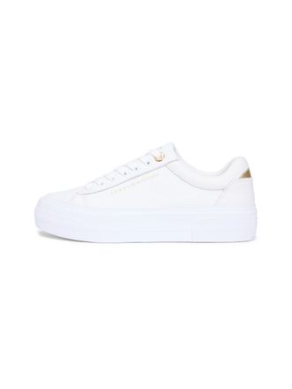 Tommy Hilfiger Damen Th Platform Sneaker Tumbled Ltr Fw0Fw09018 Low Top, White (White), 40 EU