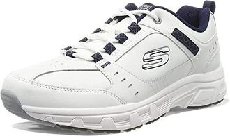 Skechers Oak Canyon Redwick Hommes Formateurs, White Leather Synthetic Textile Navy Trim, 46 EU