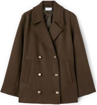 Motivi Femme, Manteaux, Brun, Taille: 36 FR Manteau crois&eacute; en tissu m&eacute;lang&eacute; de laine