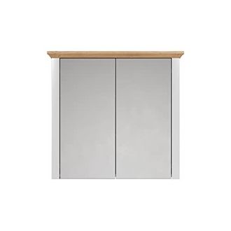 Trendteam Landside - Spiegelschrank - Lichtgrau/Eiche - Badspiegel im Landhausstil - (BxHxT) 78 x 73 x 24 cm - 3 Fächer und 2 Glasböden - kratzfest