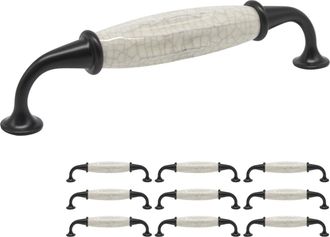 Generic Keramik-Schrankgriff, 12,7 cm Lochmitte, schwarzer Kleiderschrank-T&uuml;rgriff, Badezimmer-Schubladenknauf - Vintage-Porzellan-Schlafzimmer-Hardware (10 S