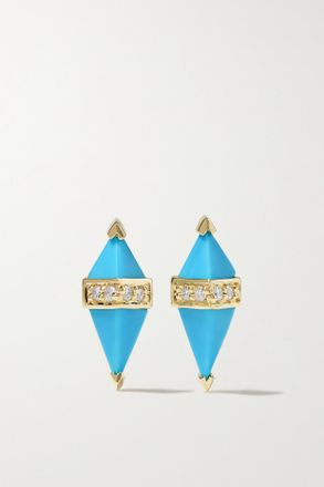 Sorellina Pietra Ohrstecker Aus 18 Karat Gold Mit Türkisen Und Diamanten