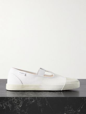 Maison Margiela Tabi On The Deck Sneakers Aus Canvas In Distressed-optik - Wei&szlig;