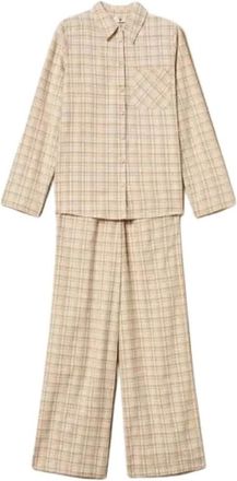Twinset Femme, V&ecirc;tements de nuit et de d&eacute;tente, Beige, Taille: 38 FR Ensemble pyjama pantalon et haut &agrave; carreaux mannish