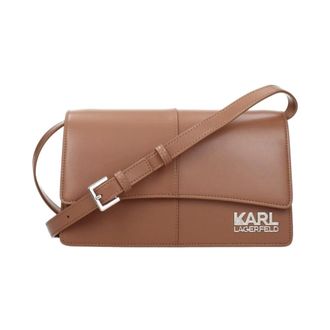 Karl Lagerfeld Sac bandouli&egrave;re K/Signature &agrave; rabat - Femme - Sacs - Brun - Taille: ONE Size