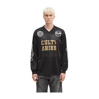 Aries Cult Leader Airtex Longsleeve T-Shirt - - Tops - Herren - Schwarzk - L