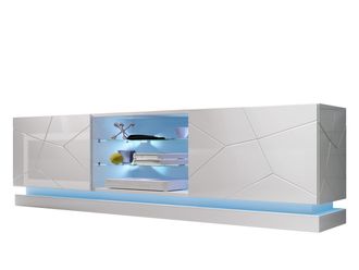 Mirjan24 TV Lowboard Qiu, TV Schrank, griffloses &Ouml;ffnen, Fernsehtisch, Lowboard, TV Tisch, Fernsehschrank, ged&auml;mpften Schlie&szlig;system, TV Bank (Modell: 200, Wei&szlig;