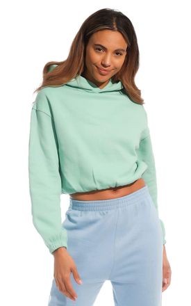 Light & Shade Damen Cropped Kapuzen-Sweatshirt, Hellgrau Meliert, XL