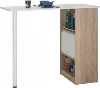 Les Tendances Mange debout ch&ecirc;ne naturel et blanc avec rangement Lohan