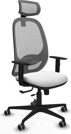 Piqueras y Crespo B&uuml;rostuhl, verstellbare R&uuml;ckenlehne, mit 1D-Armlehnen, h&ouml;henverstellbare Lendenwirbelst&uuml;tze und Kopfteil, h&ouml;henverstellbar und neigbar, Grau/Wei&szlig;