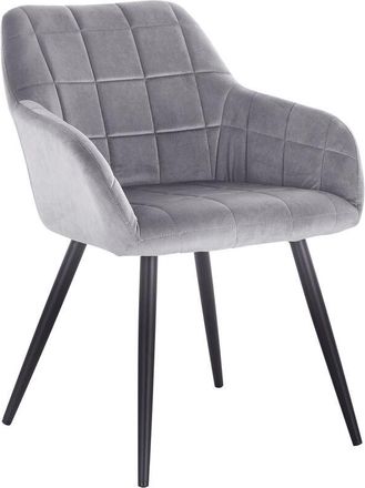 Woltu Woltu - Chaise de salle à manger avec accoudoirs Chaise de cuisine, Chaise de salon en Velours, Pieds en métal, Gris