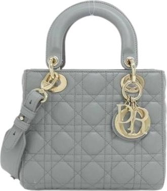 Dior Pre-owned Sac &agrave; main Lady Dior Small en cuir dagneau - Femme - Pre-owned - Gris - Taille: ONE Size