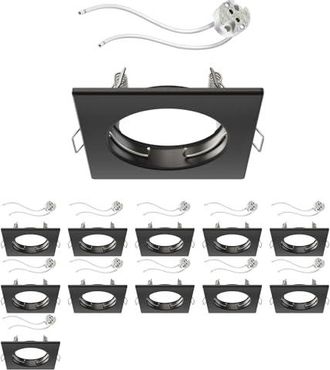 LEDs Com 12 pièces cadre dencastrement pour plafond RIR cadre dencastrement noir mat carré (LED/halogène/MR16/50mm) douille GU5.3 incluse