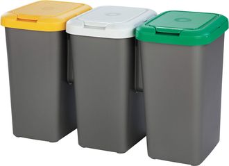Tontarelli Set mit 3 Recycling-Mülltonnen, Papier, grau, 25 l
