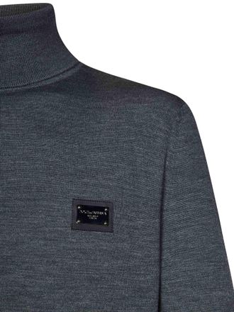 Dolce & Gabbana Mens Ribbed Turtleneck Sweater Grey