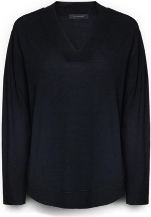 Elena Miro Femme, Pulls, Bleu, Taille: 38 FR Top col V en viscose m&eacute;lang&eacute;e