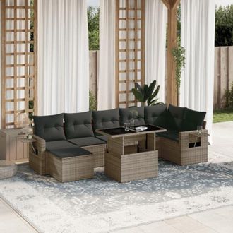 vidaXL Vidaxl - Salon de jardin 8 pcs avec coussins gris r&eacute;sine tress&eacute;e