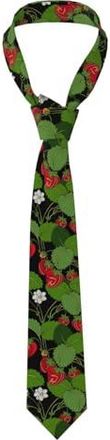 Generic Cravate Feuilles De Fraisier Noires Confortable Necktie Classique Cravates Homme Pour Travail &Eacute;v&eacute;nements Affaires