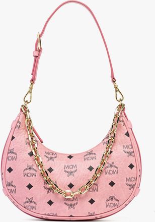 MCM Aren sichelf&ouml;rmige Hobo Bag in Visetos SOFT PINK VISETOS