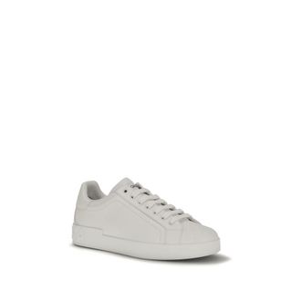 Dolce & Gabbana Mens White Calf Leather Bos Taurus Low Top Sneakers