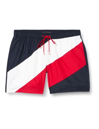 Tommy Hilfiger Herren Badeshorts Medium Drawstring Mittellang, Blau (Desert Sky), XXL