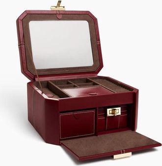 Le Tanneur Grande bo&icirc;te &agrave; bijoux fermoir T en cuir