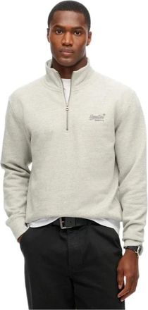 Superdry Homme, Sweatshirts et sweats &agrave; capuche, Gris, Taille: L SweaT-shirt Essentiel Logo Demi-Zip