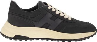 Hogan Low-Top Sneaker - Fluid Shape Hyperlight Suede Trainers - Gr. 7_5 - in Schwarz - f&uuml;r Damen