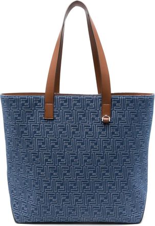 Fendi sac de shopping m&eacute;dium &agrave; motif FF en jacquard - Bleu
