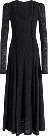 Alberta Ferretti Femme, Robes, Noir, Taille: 38 FR Robe en laine et dentelle &agrave; manches longues