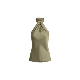 Ralph Lauren Twist-Front Charmeuse Neckholder-Bluse - - Tops - Damen - Gr&uuml;n - 4XS
