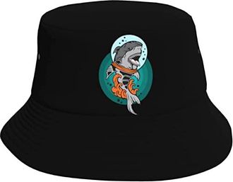 Generic Funky Seau Chapeau Requins et Vagues Chapeaux de Visière Pliable Bobs Homme pour Sports Randonnée Camping