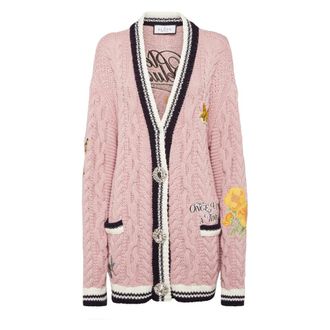 Philipp Plein Femme, Pulls, Rose, Taille: 42 FR Cardigan Tricot&eacute; Brod&eacute; Deluxe Fairy
