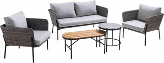 Oviala Gartenm&ouml;bel, 4-Sitzer, Polyrattan und Tisch, grau