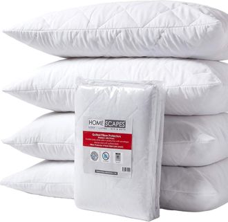 Homescapes 4er-Set Gesteppte Kissenschoner 48x74 cm, wattierte Polycotton-Kissenschonbezüge hypoallergen