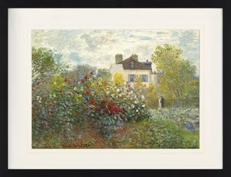 1art1 Claude Monet Poster Der Garten des Künstlers In Argenteuil, 1873 Gerahmtes Bild Mit Edlem Passepartout | Wand-Bilder | Im Bilderrahmen 80x60 cm