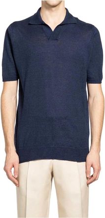 Lardini Homme, Tops, Bleu, Taille: XL Polo en maille coton lin
