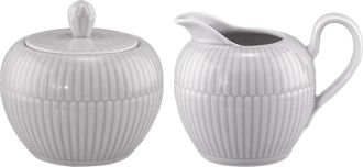 SELTMANN WEIDEN Amina Milch- & Zucker-Set 2-teilig (gro&szlig;) | Milchk&auml;nnchen (290 ml) und Zuckerdose (290 ml) | Serviergeschirr mit feinem Reliefmuster | Porzellan, Sp&uuml;l