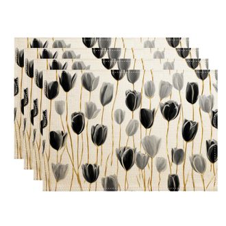 Generic Tischsets mit Tulpen, elegantes Blumendesign, Tischmatten zum Essen, ganzj&auml;hrig, rutschfest, waschbar, f&uuml;r drinnen und drau&szlig;en, K&uuml;chendekoration, 4 St