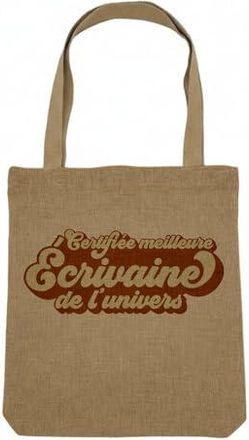 Fabulous Sac Shopping Tote Bag Aspect Lin - Certifi&eacute;e meilleure Ecrivaine de lunivers Litterature Poesie Art - Sac de Courses Toile Epaisse 360g Beige Naturel 